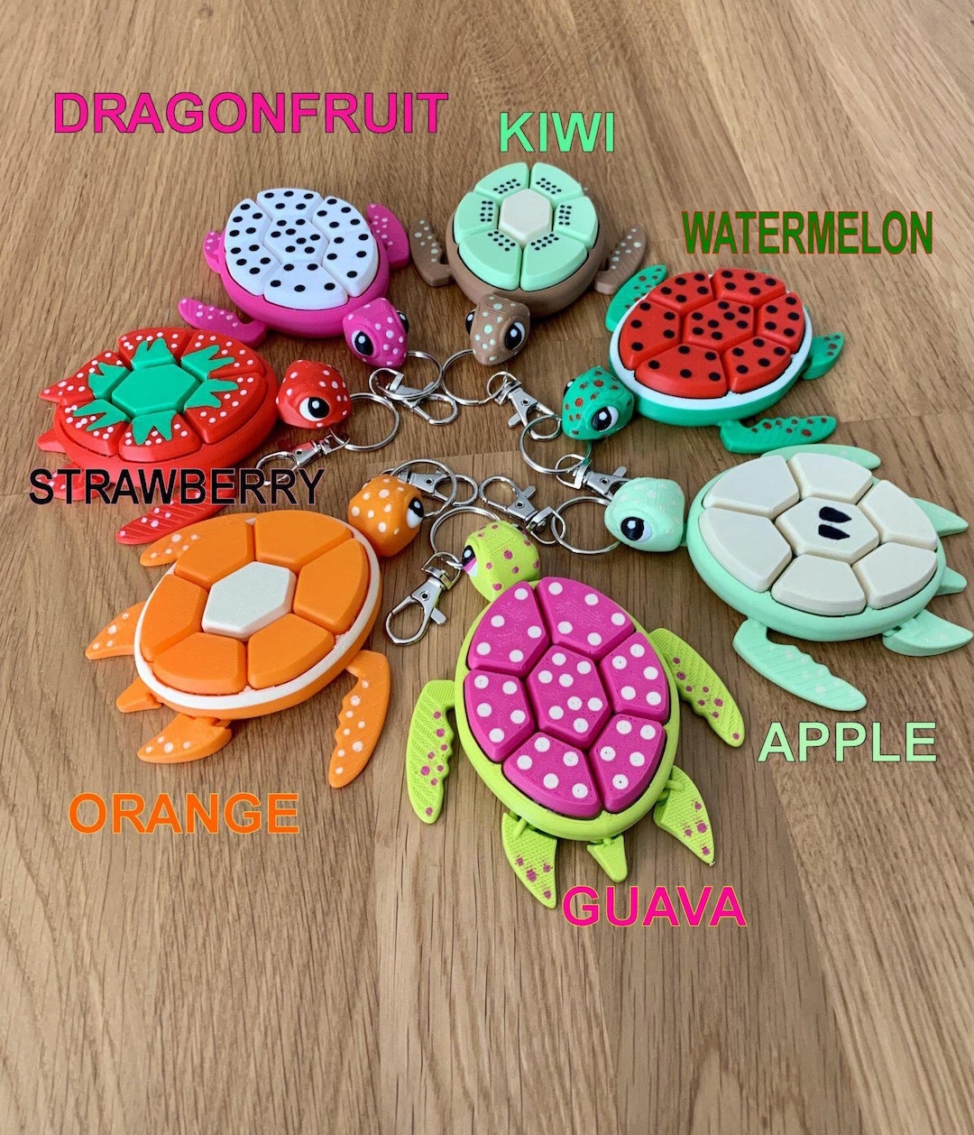 Turtle Fidget Clickers | Fruit Series Keychains and Sensory Toys | 3D ...
