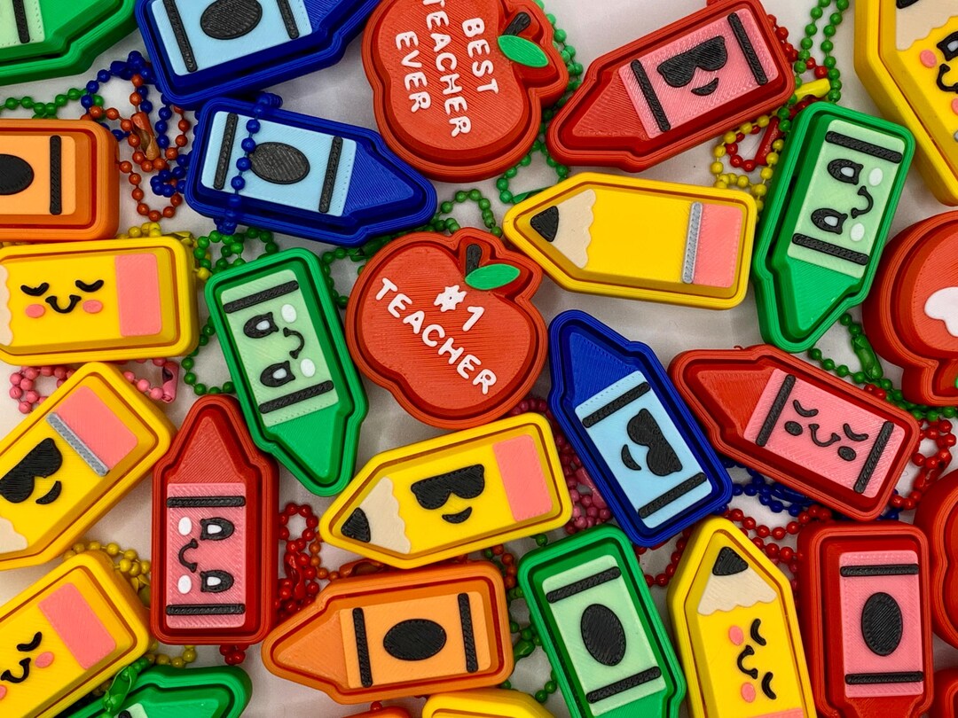 3D Printed Teacher Fidget Clickers | Pencil, Apple & Crayon Clickers ...