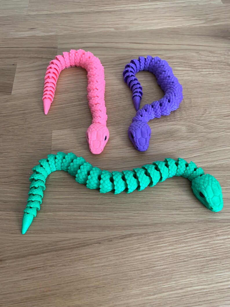 Realistic 3D Printed Mini Fidget Snake Articulating Flexi Sensory Desk ...