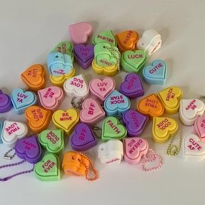 3D Printed Valentine Conversation Heart Fidget Keychain: Stress Relief ...