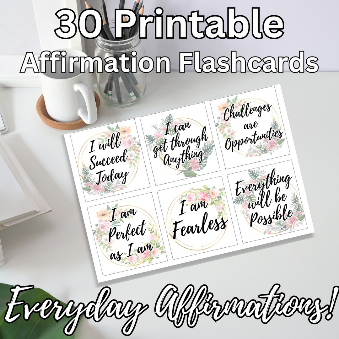 30 Daily Affirmation Printable Affirmation Cards, Motivation Cards ...