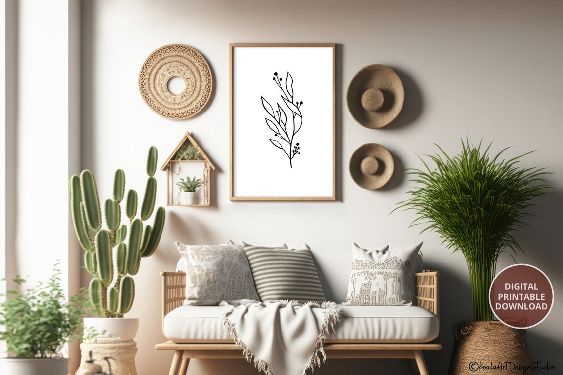 Flower Line Art Set of 3, Boho Flower Art Line, Minimal Art Print, Wall ...