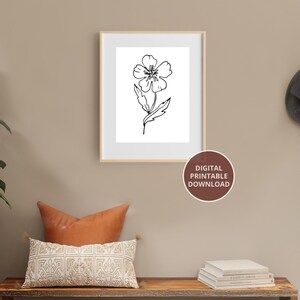 Flower Line Art Set of 3, Boho Flower Art Line, Minimal Art Print, Wall ...