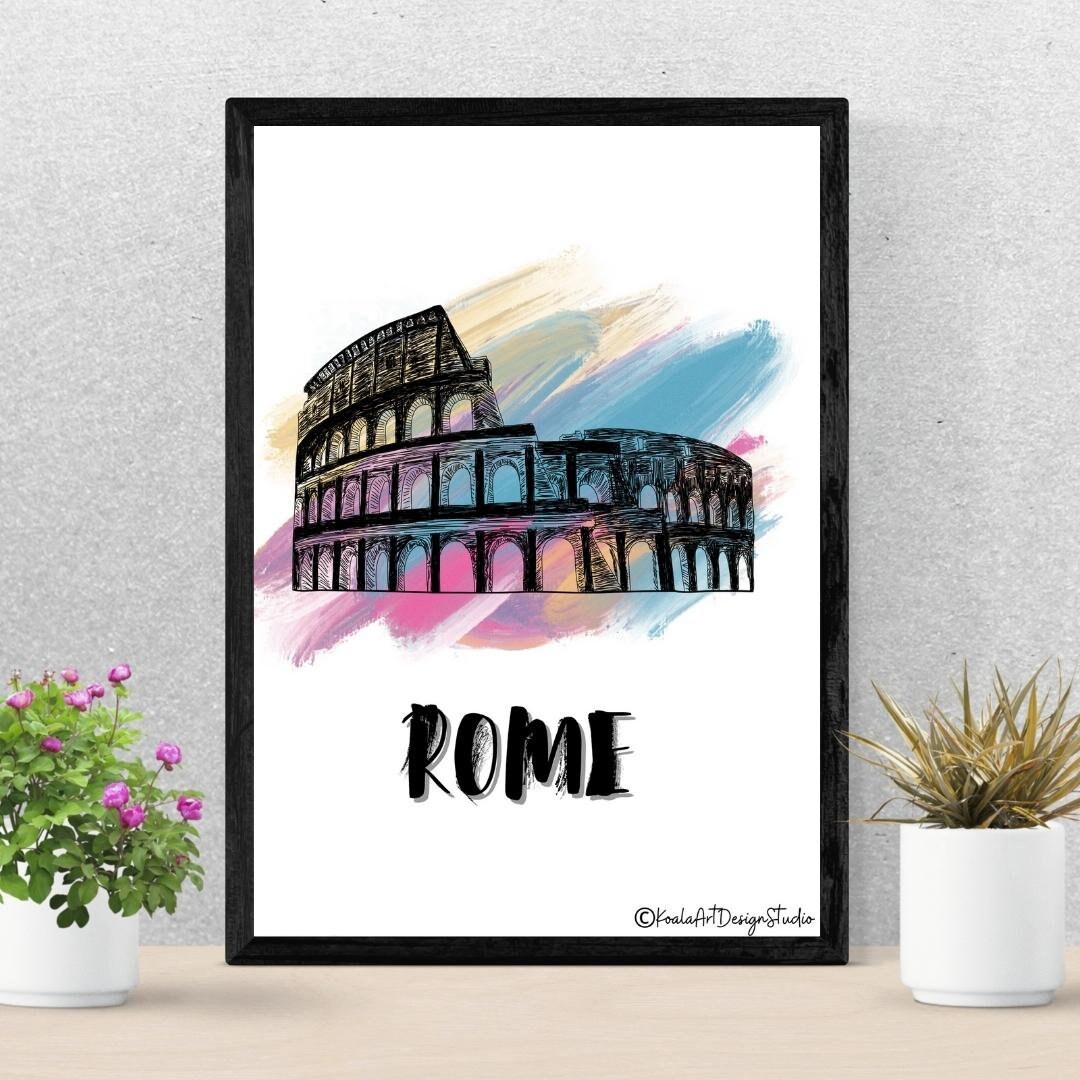 Ancient Rome Canvas, Abstract Rome, Rome Illustration, Greek Style ...