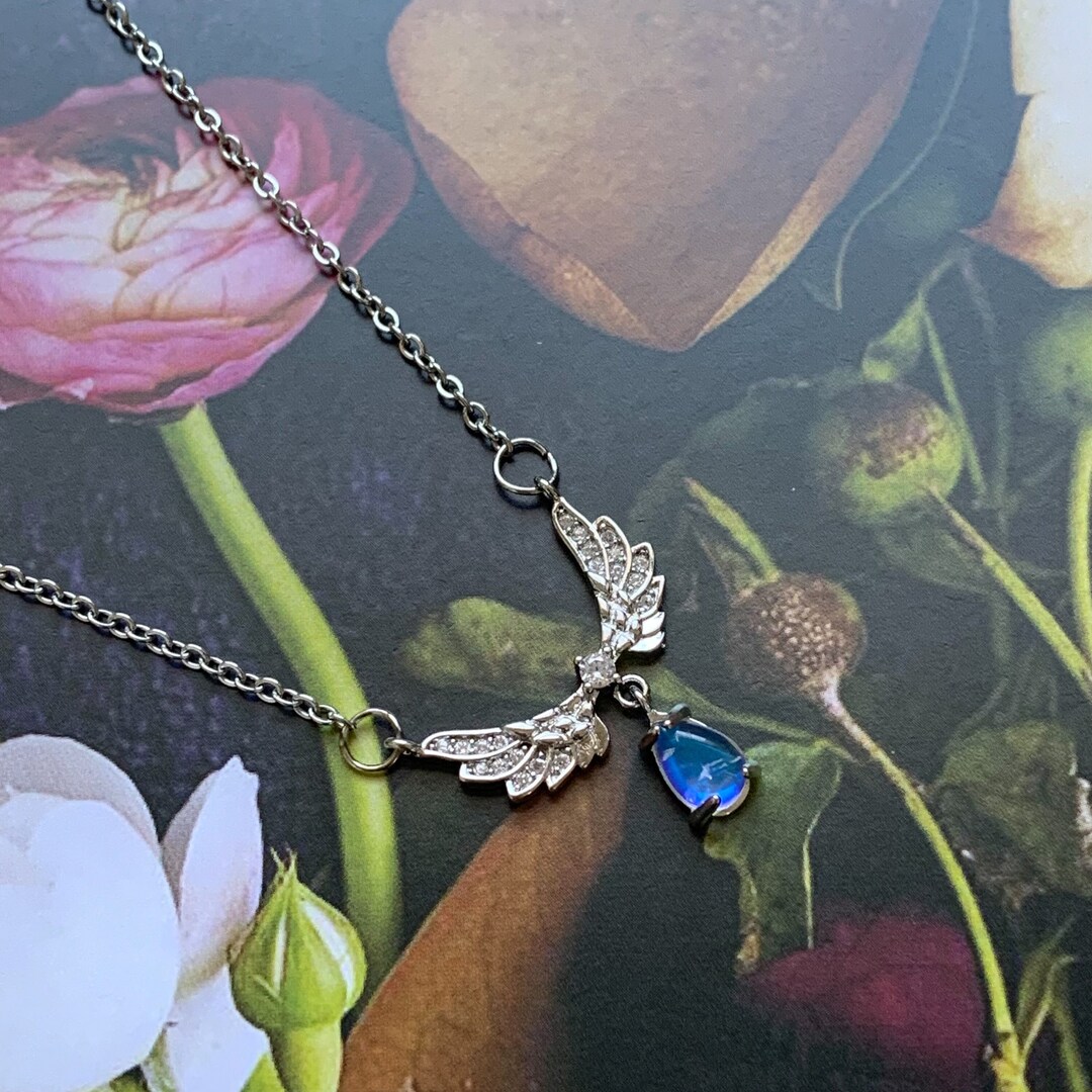 Y2K Angel Wings Necklace With Teardrop Pendant Zircon Necklace Y2K ...