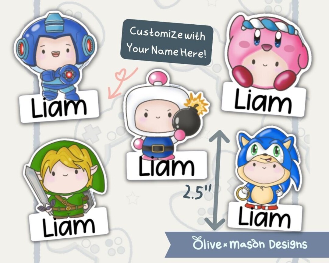Personalized 90s Gamer Waterproof Vinyl Sticker Set set of 5 - Etsy