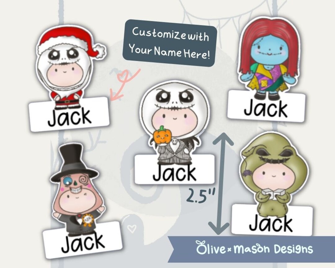 Personalized Nightmare Before Christmas Name Labels Custom - Etsy