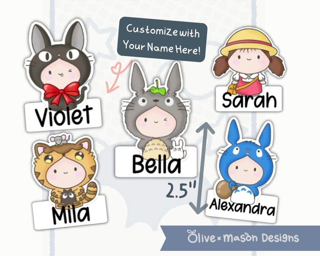 Personalized Totoro & Friends Waterproof Vinyl Sticker Set set of 5 - Etsy