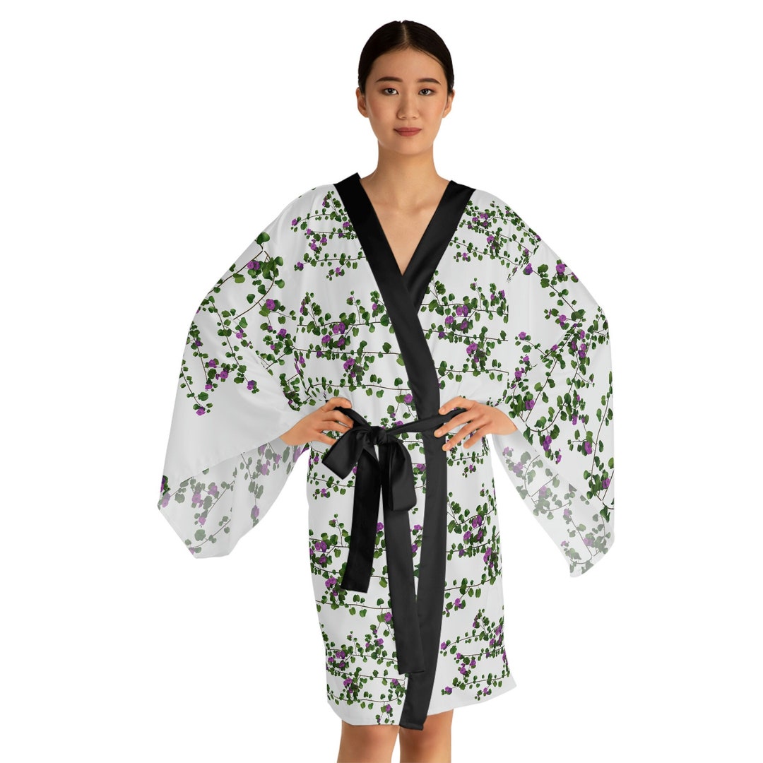 Morning Glory Ivy Purple Flower Blossom Kimono Robe - Etsy