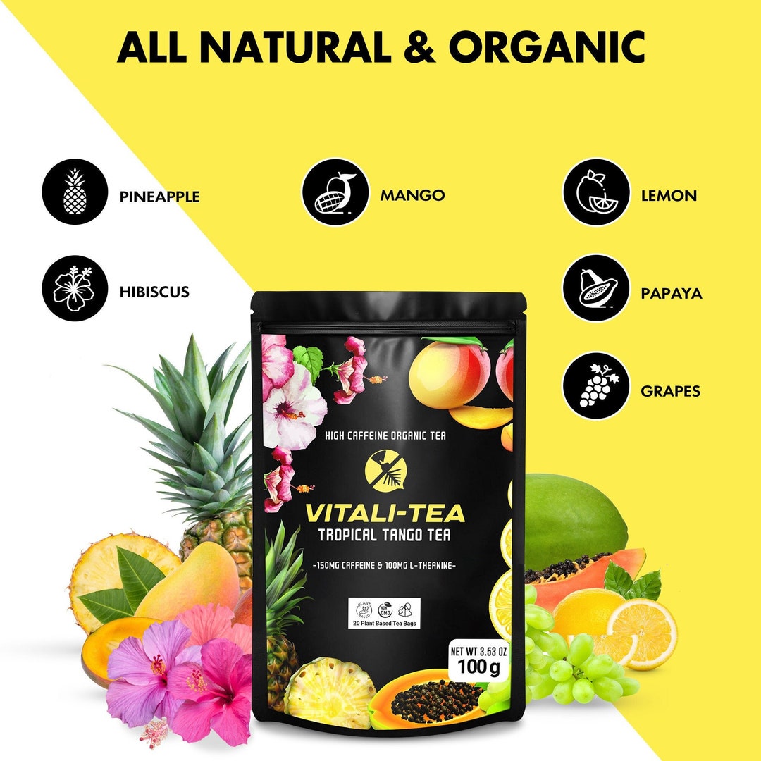 Vitali-tea, High Caffeine Fruit Tea Blend, Organic High Energy Tea ...