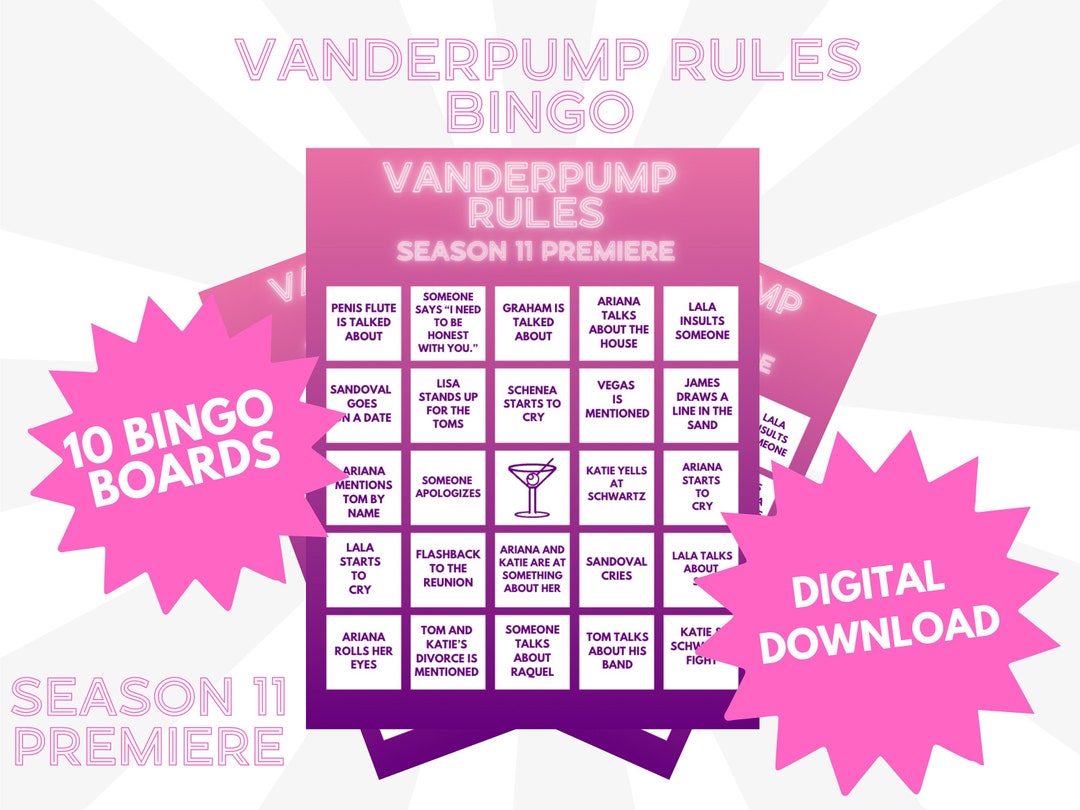 SEASON 11 Vanderpump Rules Bingo--- Season 11 Premiere---digital PDF Download---vpr Watch Party ...