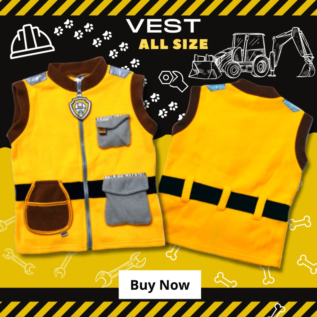 Rubble Inspired Vest, Kids Costume, Birthday Gift - Etsy