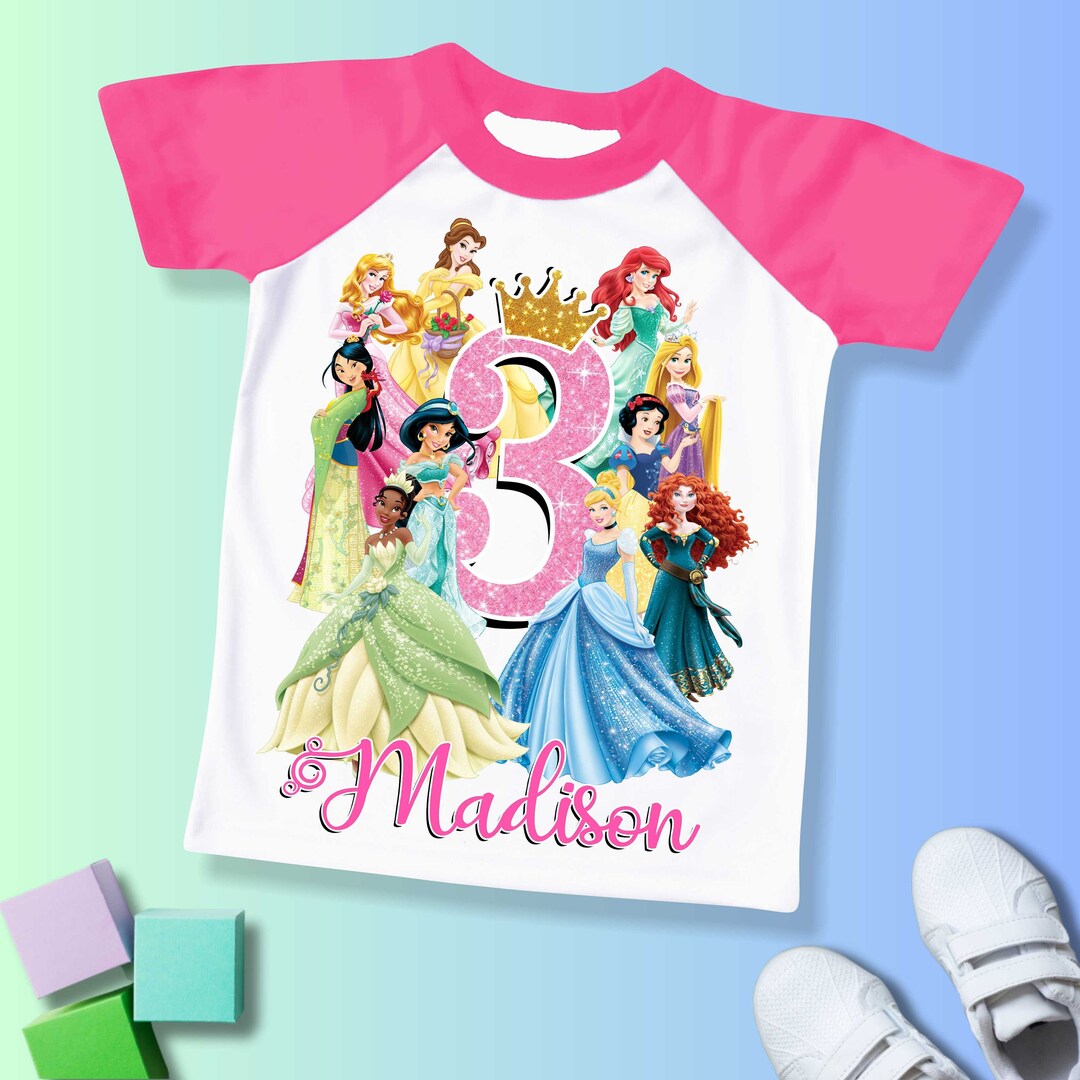 Princess Birthday T Shirt, Princess Party Shirt, Girls Birthday Shirt, Personalized Shirt Kids ...