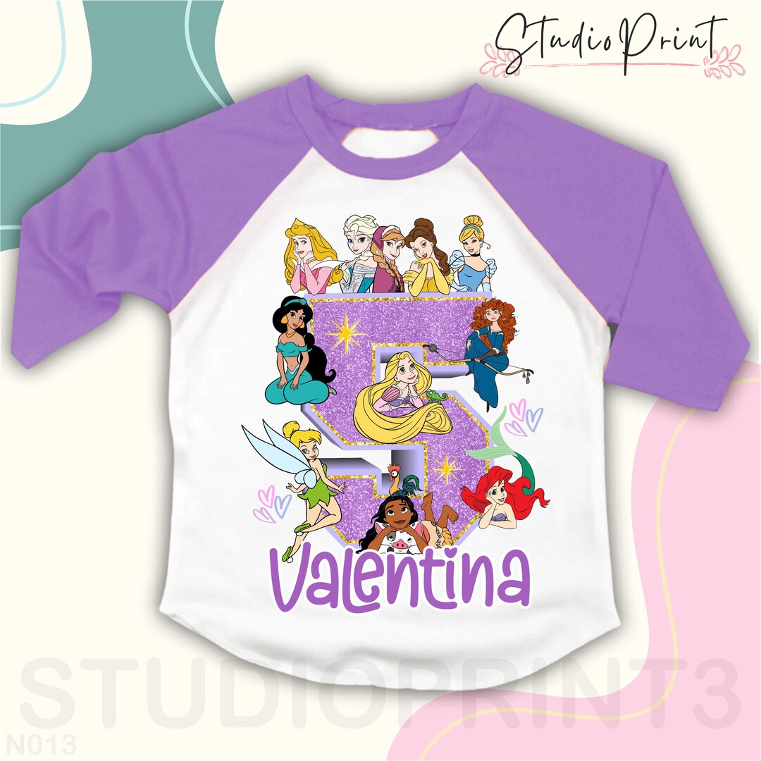 Princess Birthday T Shirt, Princess Party Theme, Number Birthday Girl Shirt, Personalized Shirt ...