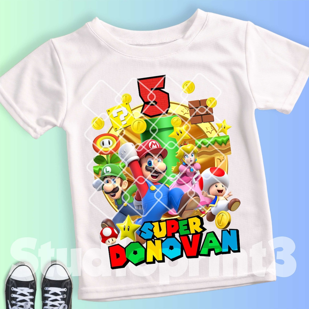 Mario Birthday Custom T Shirt Super Gift Personalized Family - Etsy