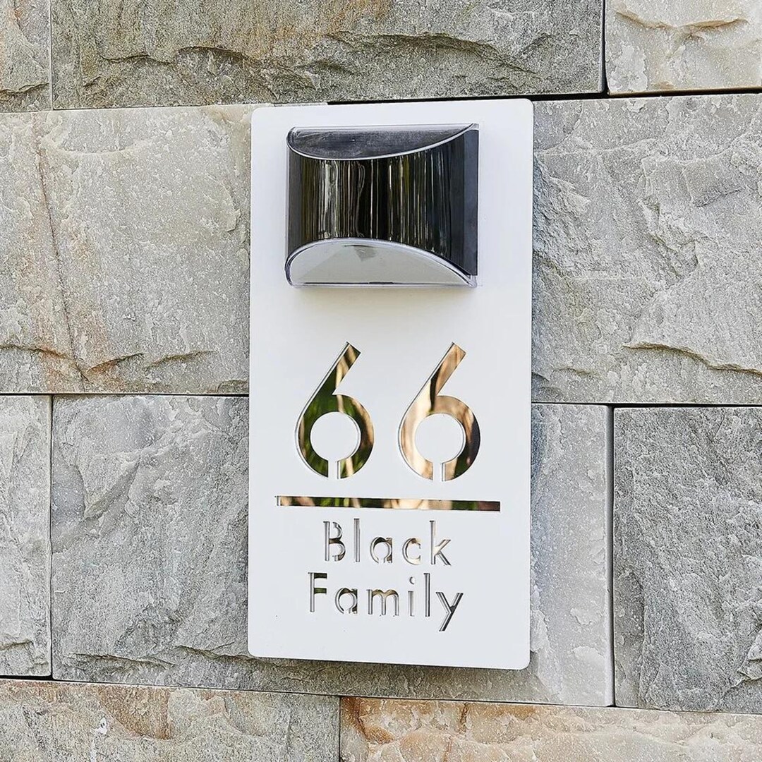 Custom Exterior House Numbers, Led Solar Light, Laser Cut, Acrylic ...