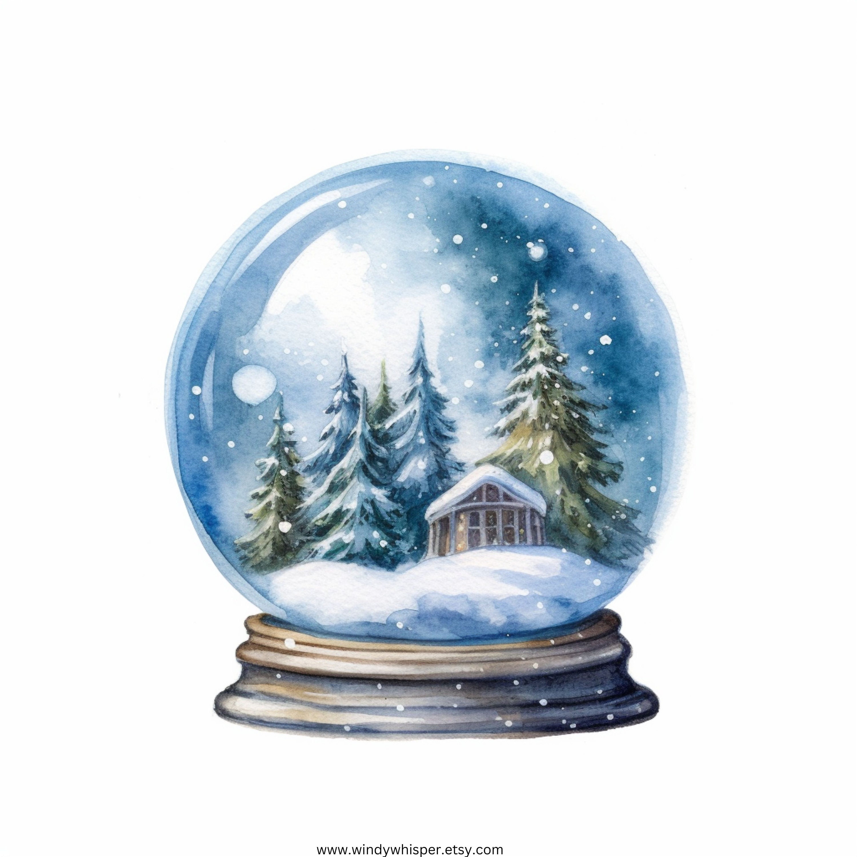12 Beautiful Snowglobes High Quality Jpgs Digital Download Card Making ...