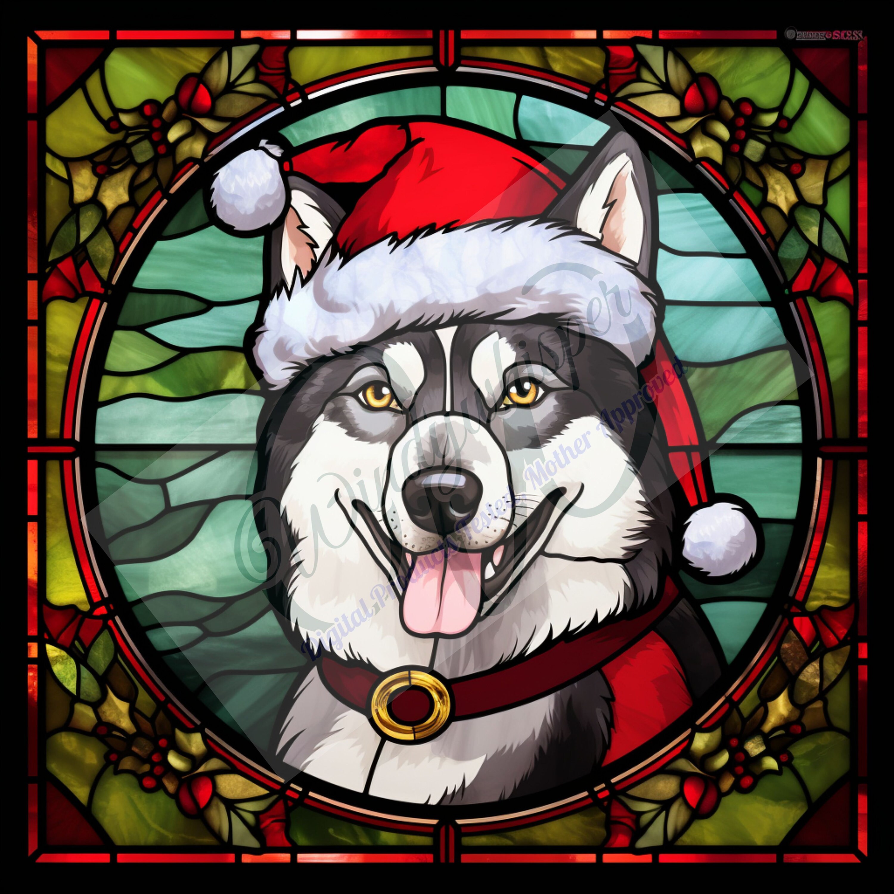 12 Stained Glass Huskies High Quality Jpgs Digital - Etsy
