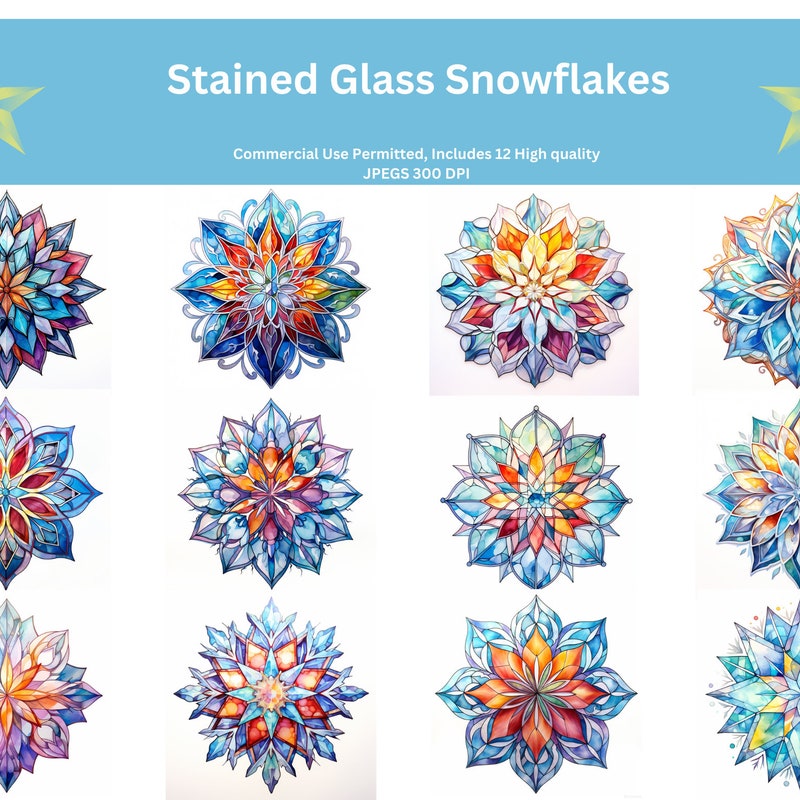 Stained Glass Snowflakes - Etsy