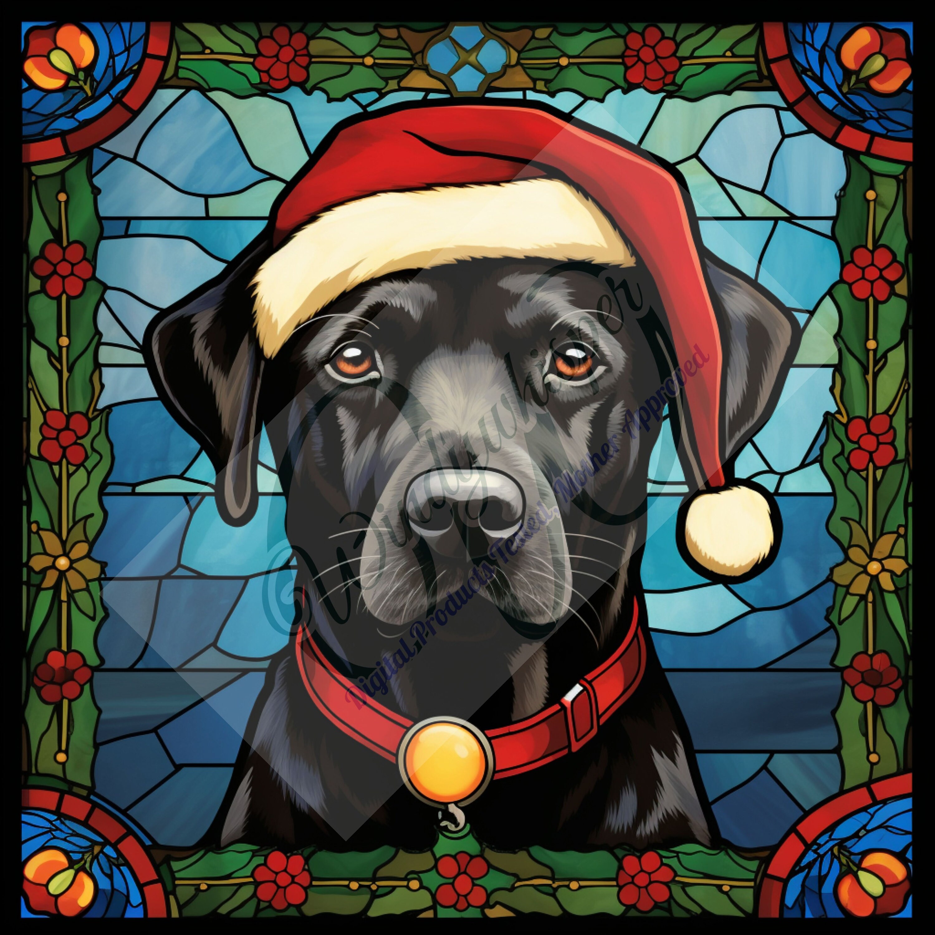 12 Full Stained Glass Black Lab High Quality Jpgs Digital Download Card ...