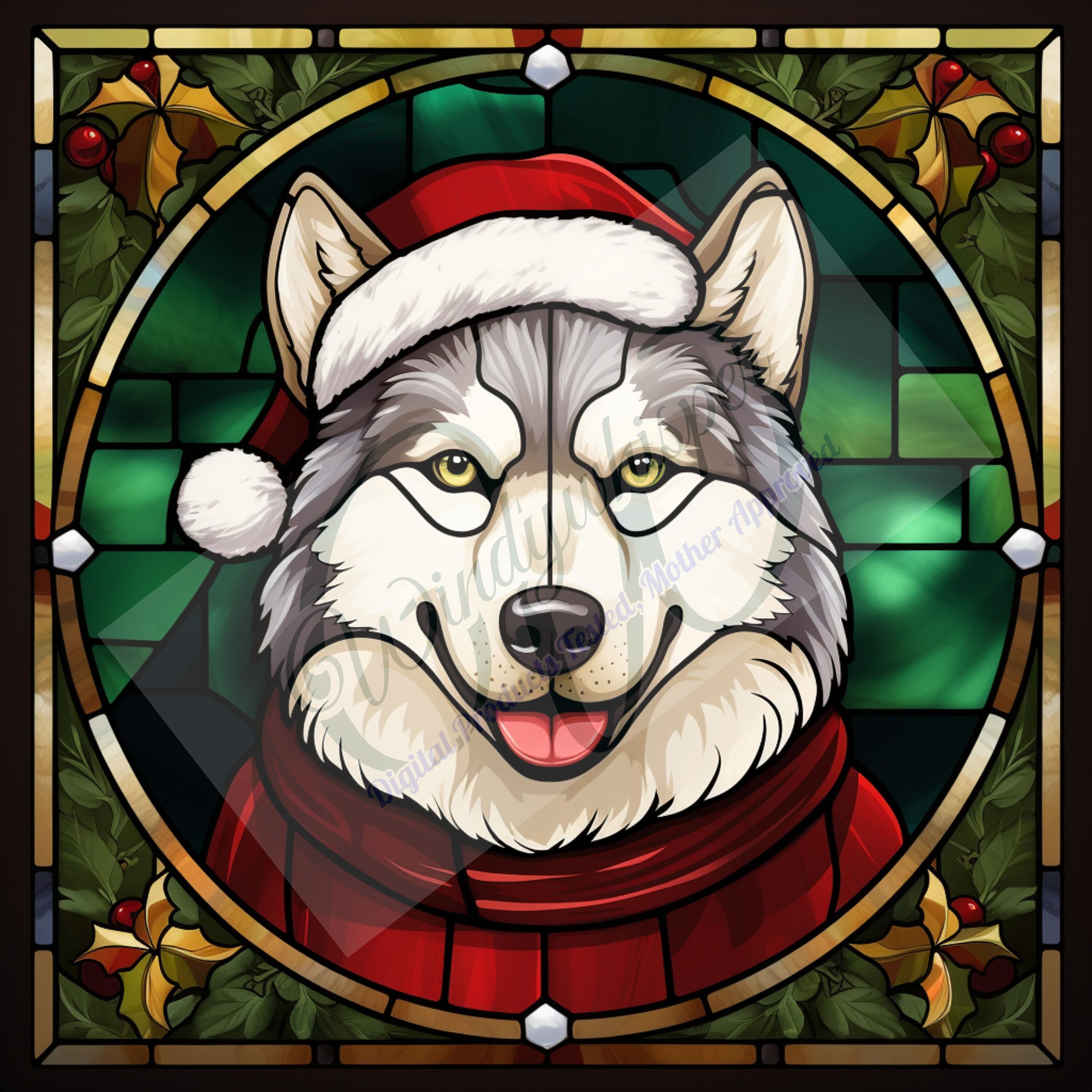12 Stained Glass Huskies High Quality Jpgs Digital - Etsy