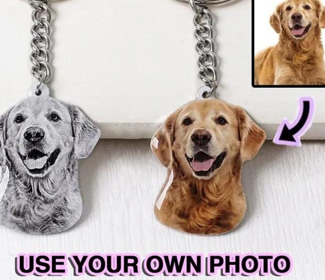 Custom Pet Photo Keychain Personalized Dog Keychain Cat Keyring Animal ...