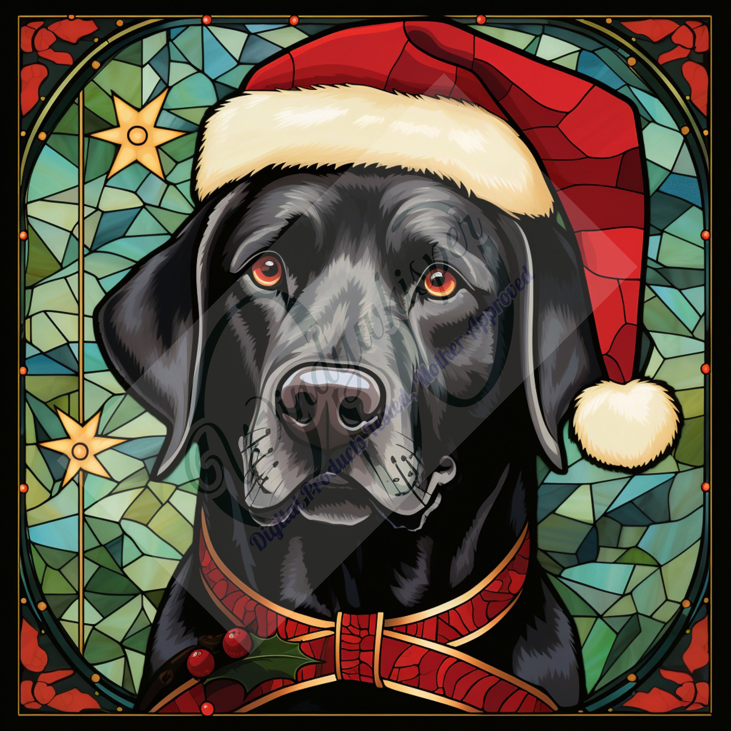 12 Full Stained Glass Black Lab High Quality Jpgs Digital Download Card ...