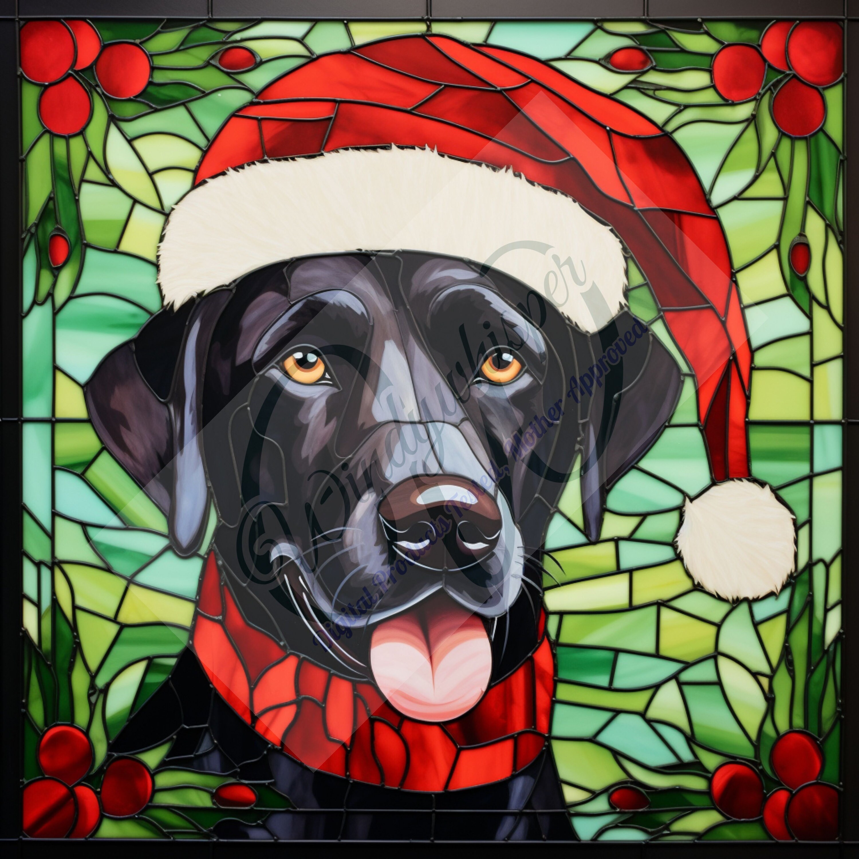 12 Full Stained Glass Black Lab High Quality Jpgs Digital Download Card ...
