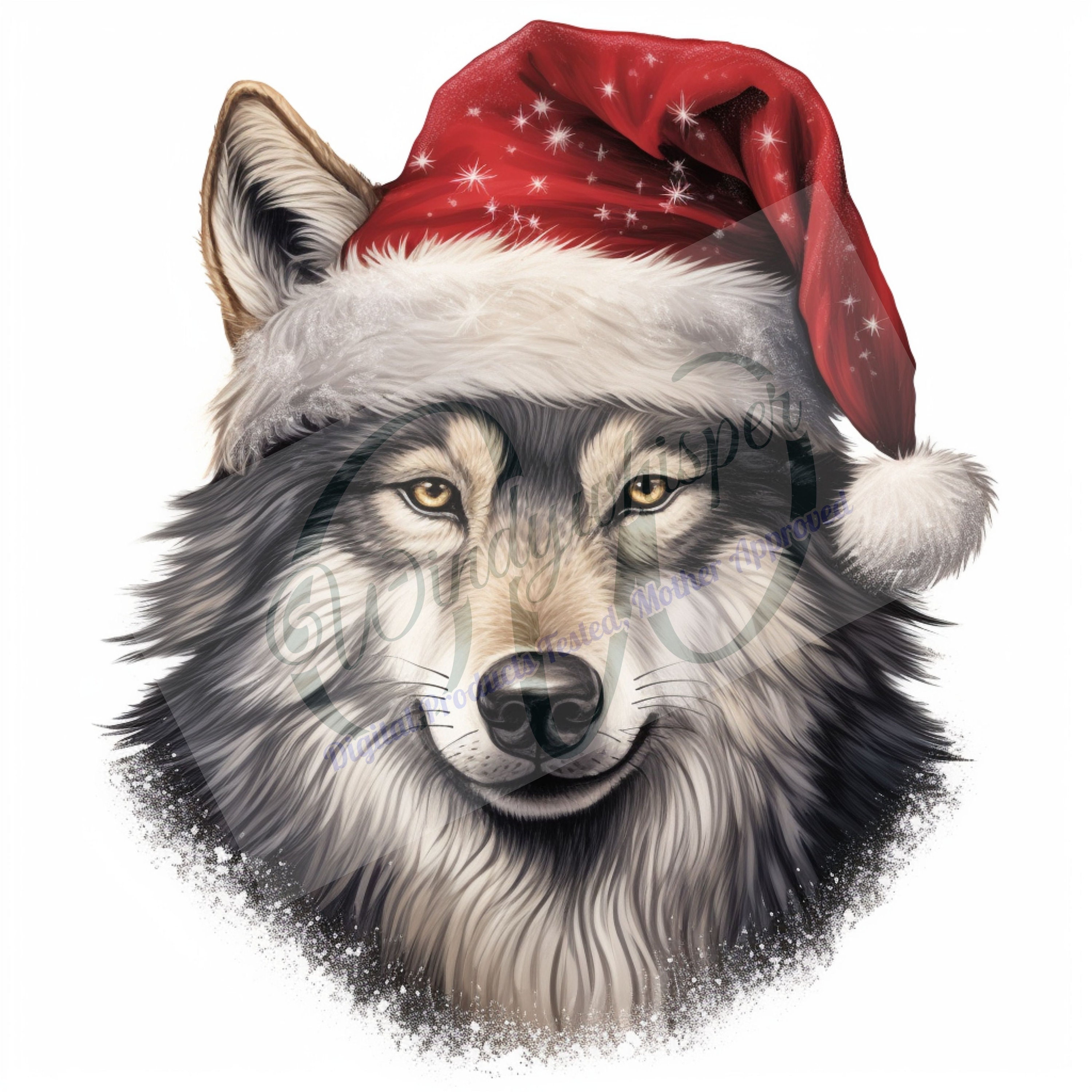 12 Santa Wolves High Quality Jpgs Digital Download Card Making, Mixed ...
