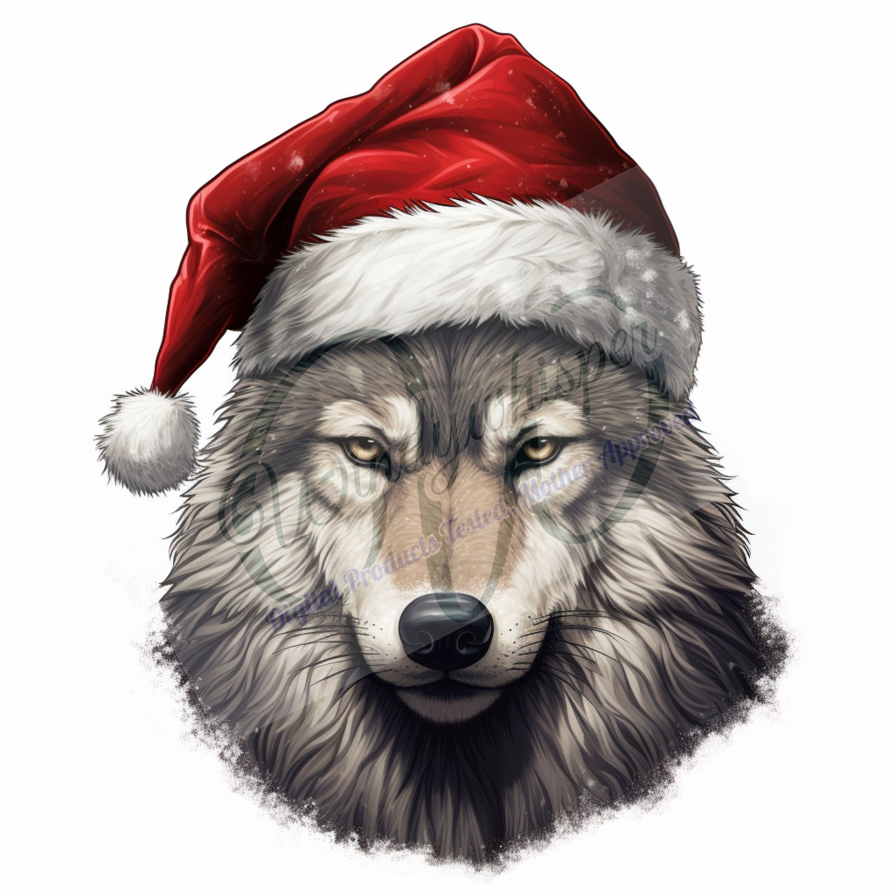 12 Santa Wolves High Quality Jpgs Digital Download Card Making, Mixed ...