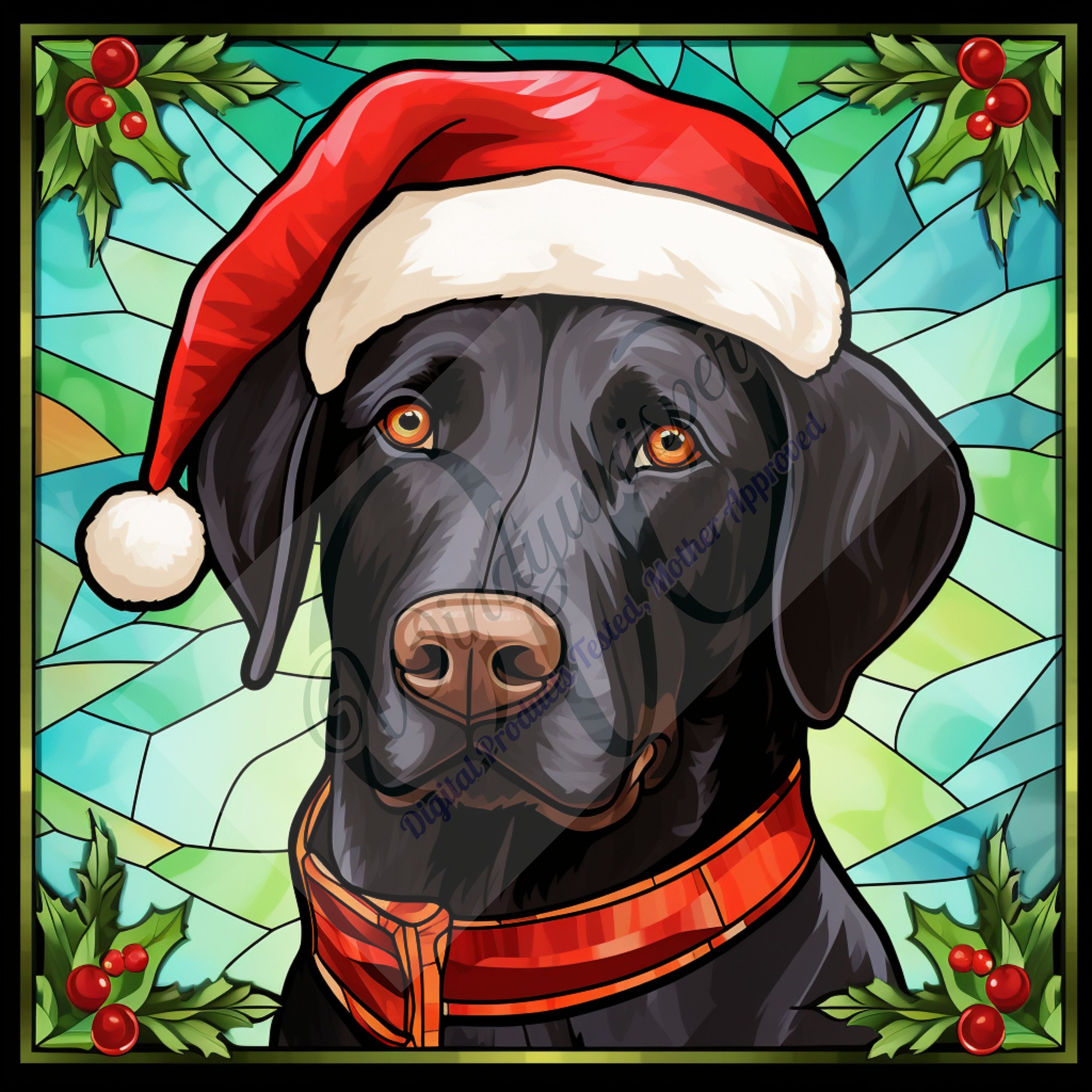 12 Full Stained Glass Black Lab High Quality Jpgs Digital Download Card ...