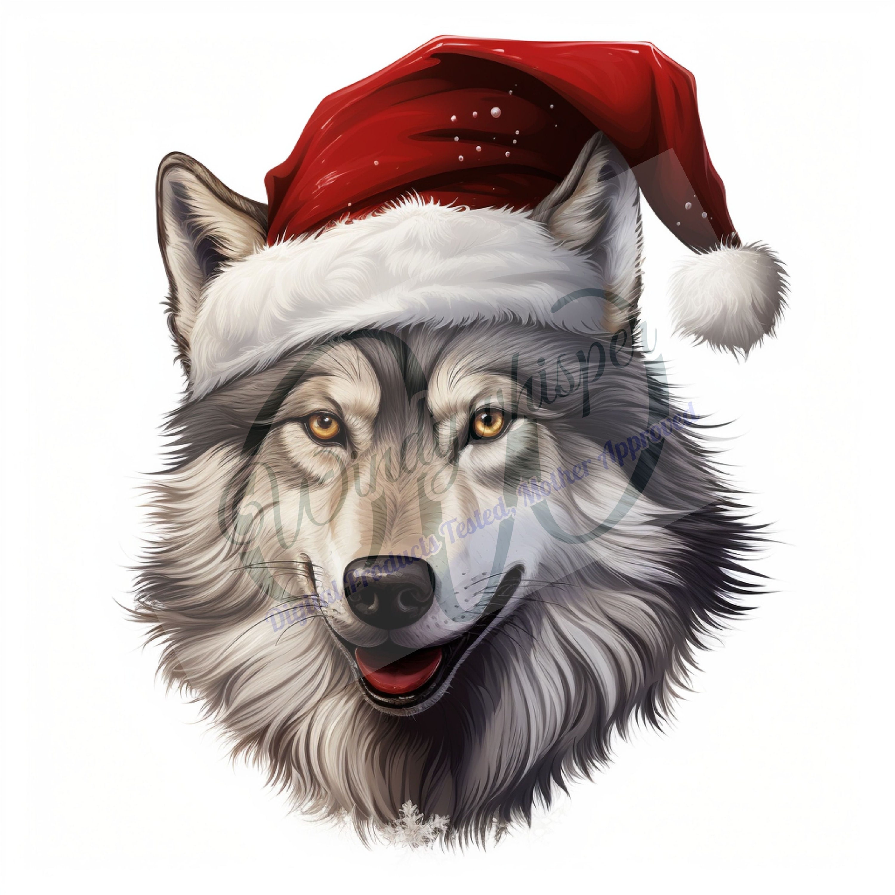 12 Santa Wolves High Quality Jpgs Digital Download Card Making, Mixed ...