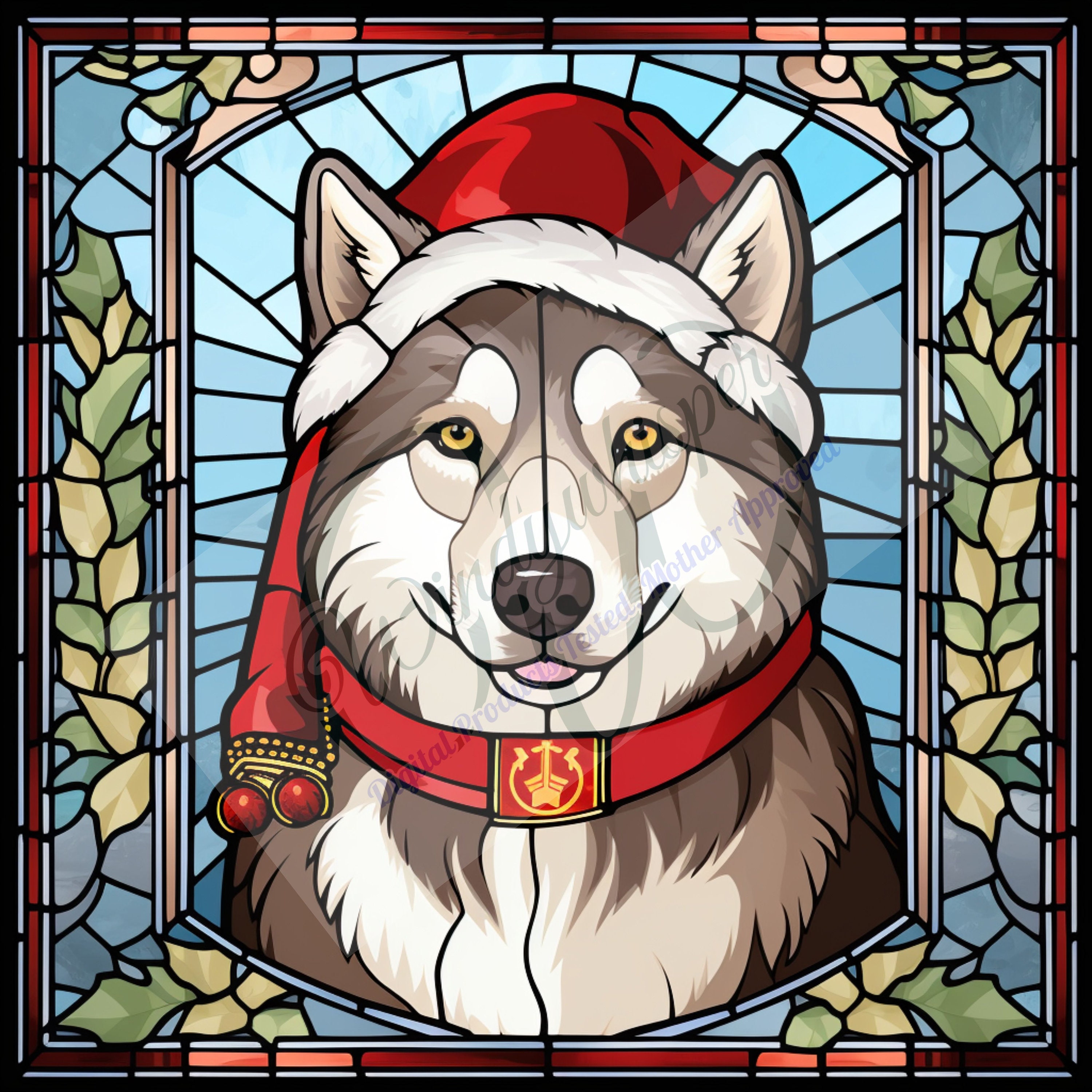 12 Stained Glass Huskies High Quality Jpgs Digital - Etsy
