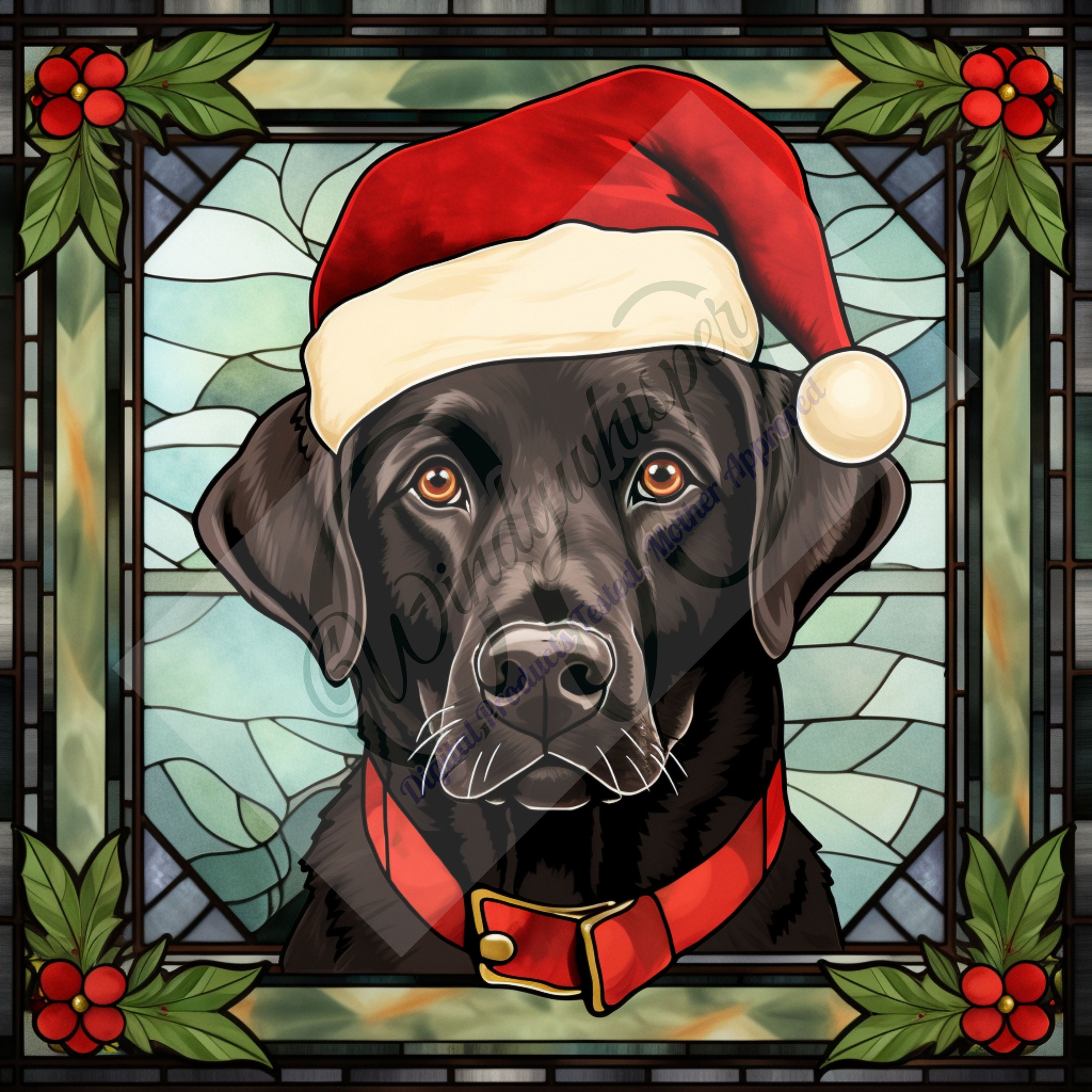12 Full Stained Glass Black Lab High Quality Jpgs Digital Download Card ...