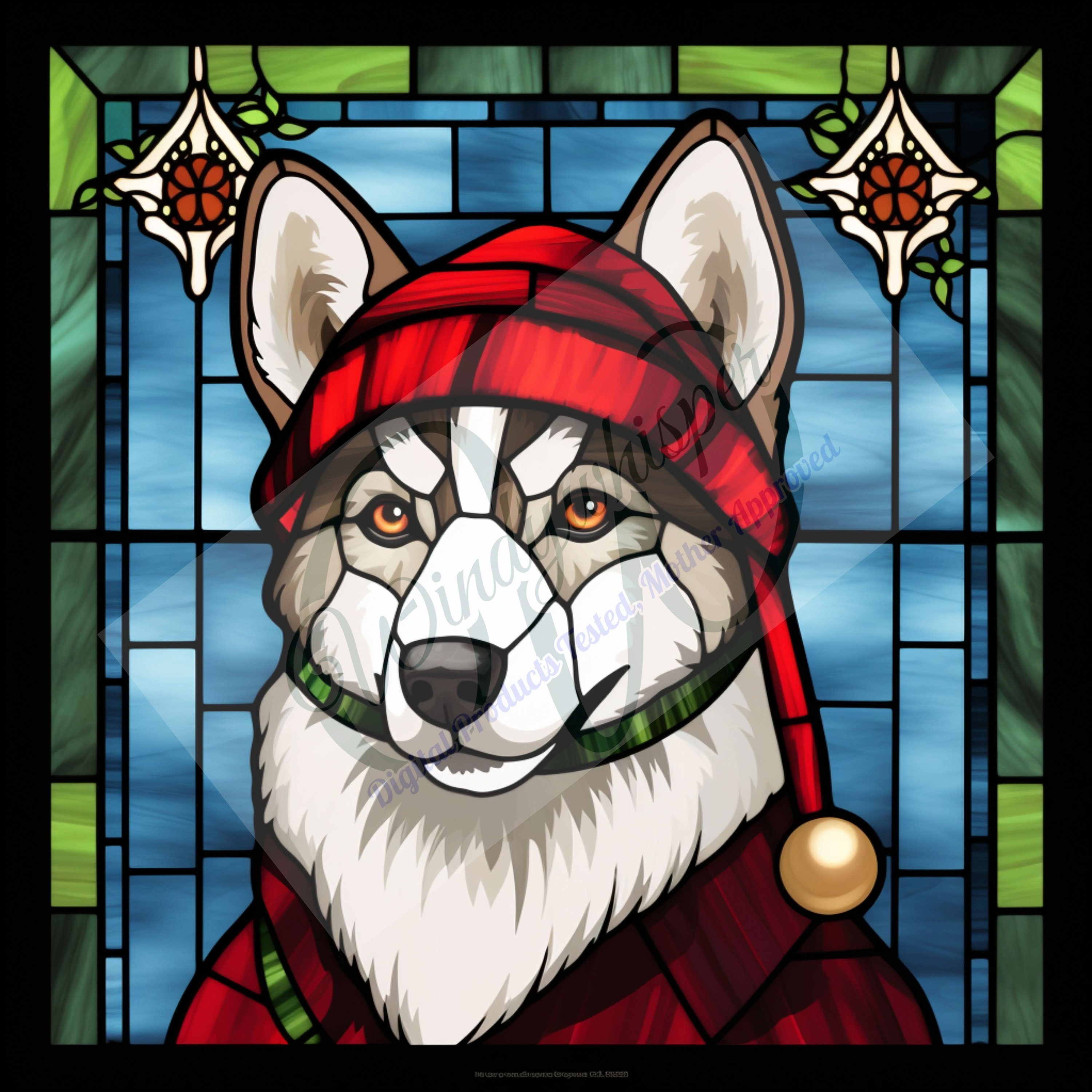 12 Stained Glass Huskies High Quality Jpgs Digital - Etsy
