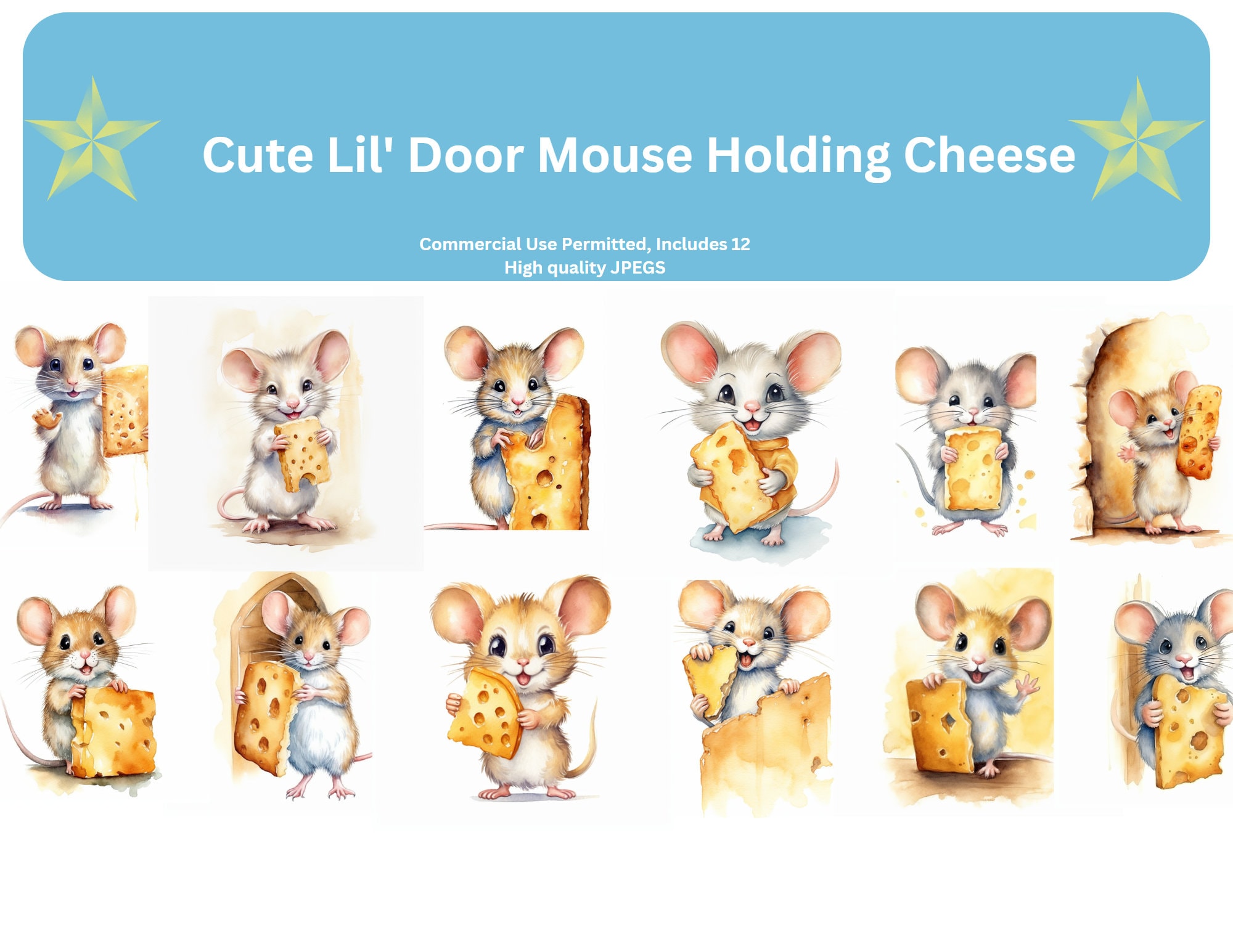 12 Cute Happy Door Mice High Quality Jpgs Digital Download - Etsy
