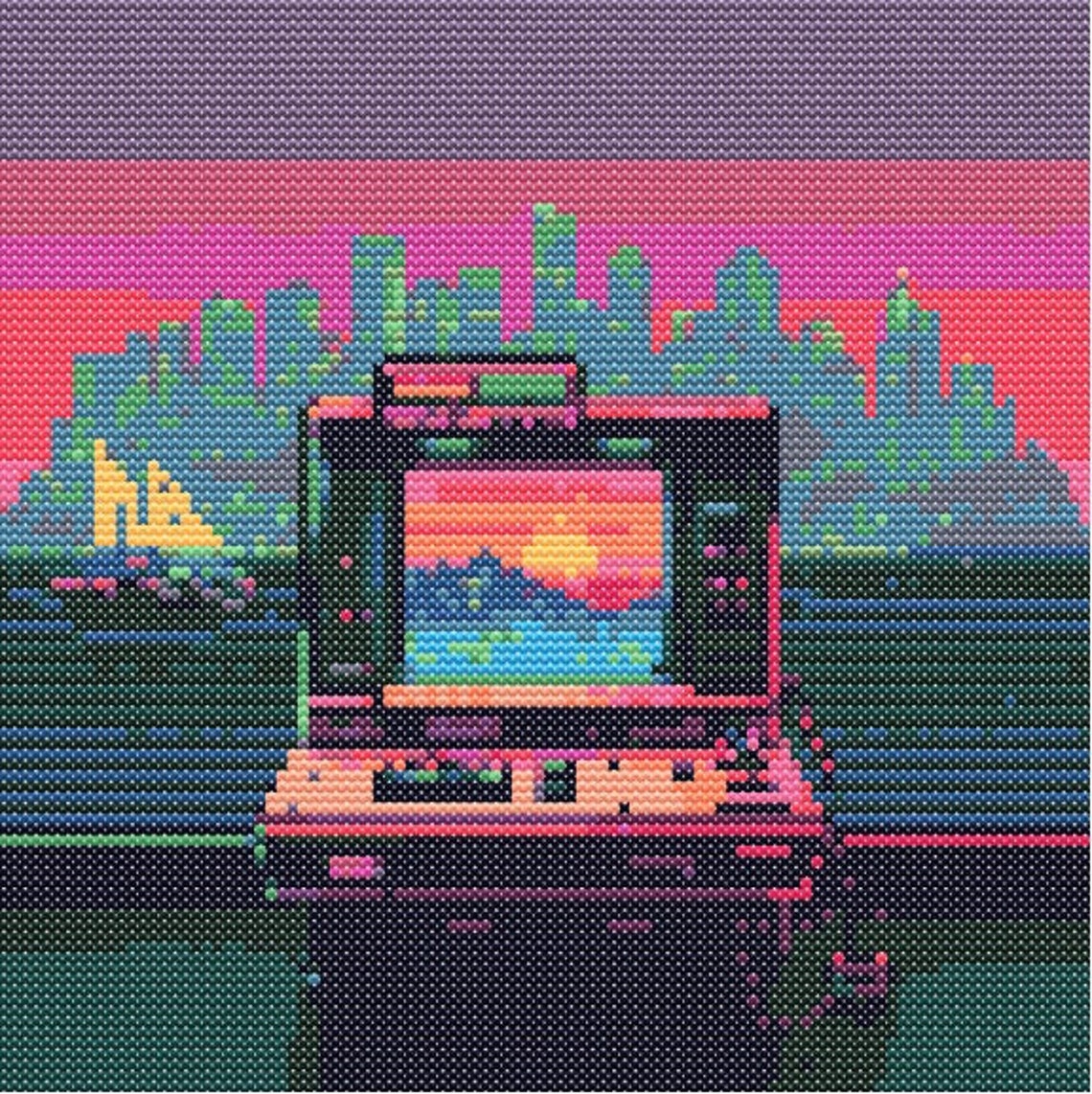 80s Retro PC Pixel Art Cross Stitch Pattern PDF Files Only - Etsy
