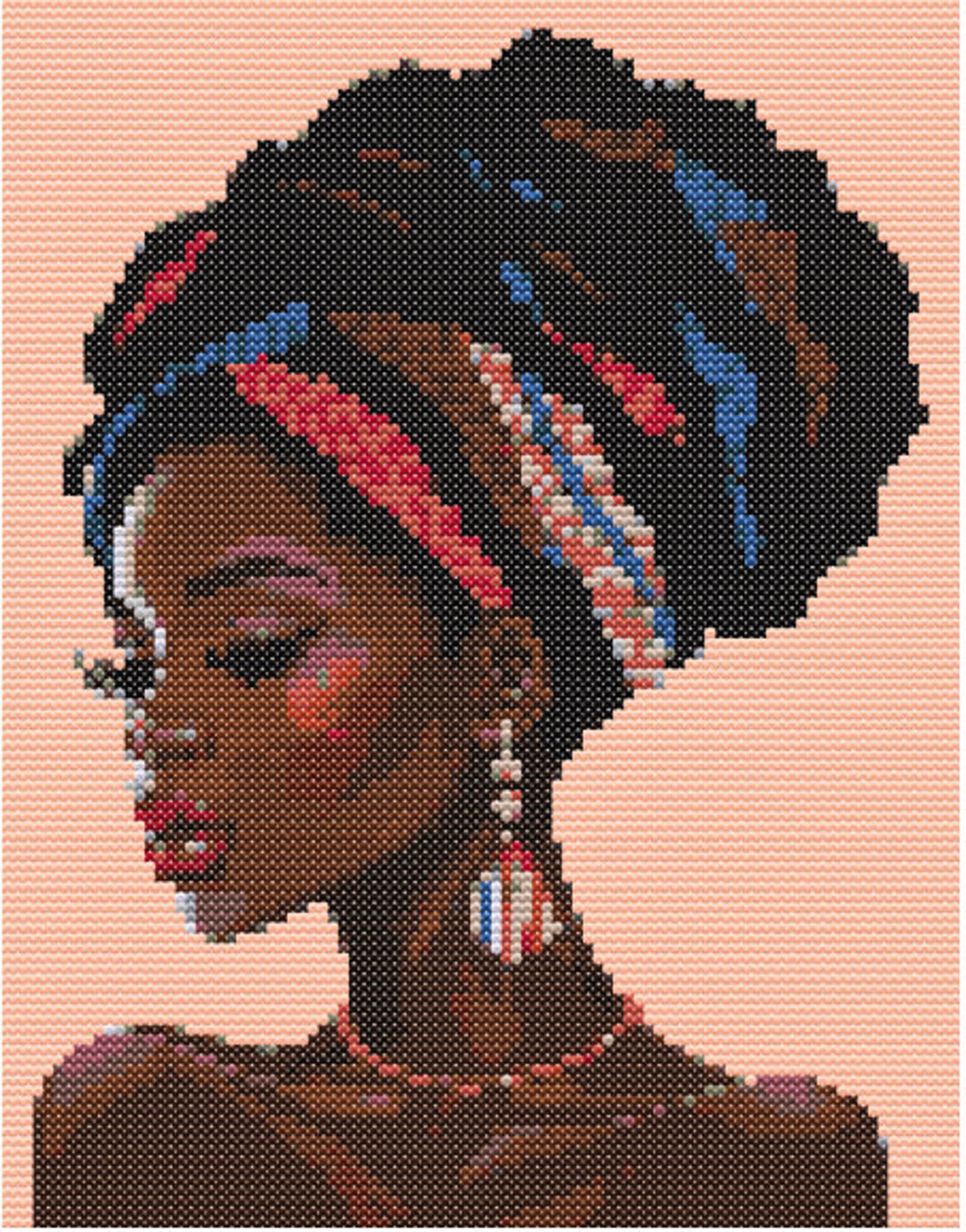 Woman in Headscarf, Beautiful Woman Cross Stitch Pattern, Modern Home ...