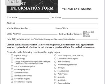 Lash Consultation Form PDF Download, Canva Forms , Eyelash Extensions ...