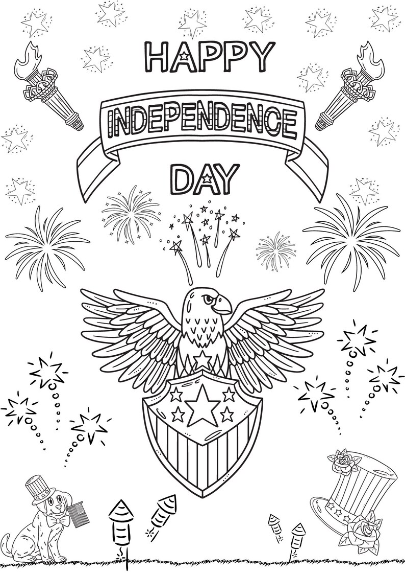 Coloring Pages -pack of 5, Fourth of July, Patriotic, Children's ...