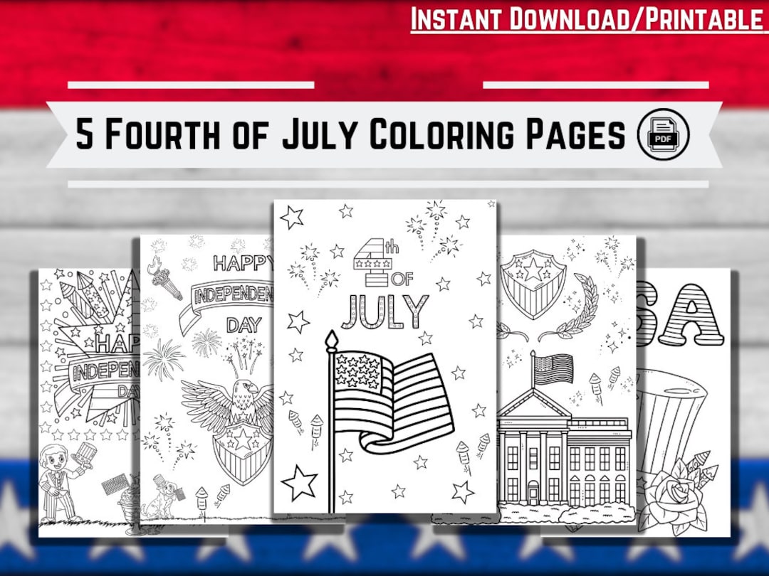 Coloring Pages -pack of 5, Fourth of July, Patriotic, Children's ...
