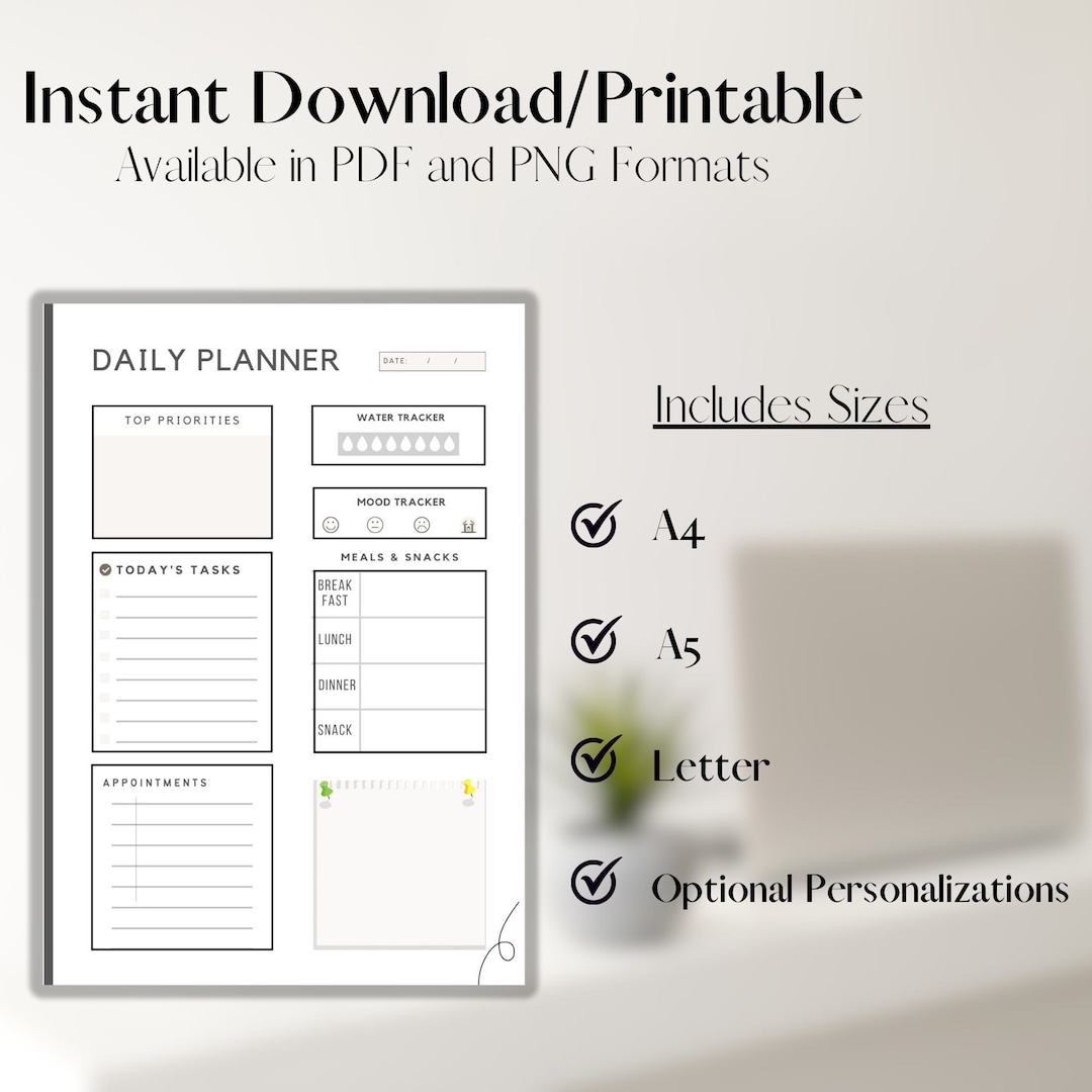Minimalist Daily Planner, Simple Planner Template, to Do List, Grey and ...
