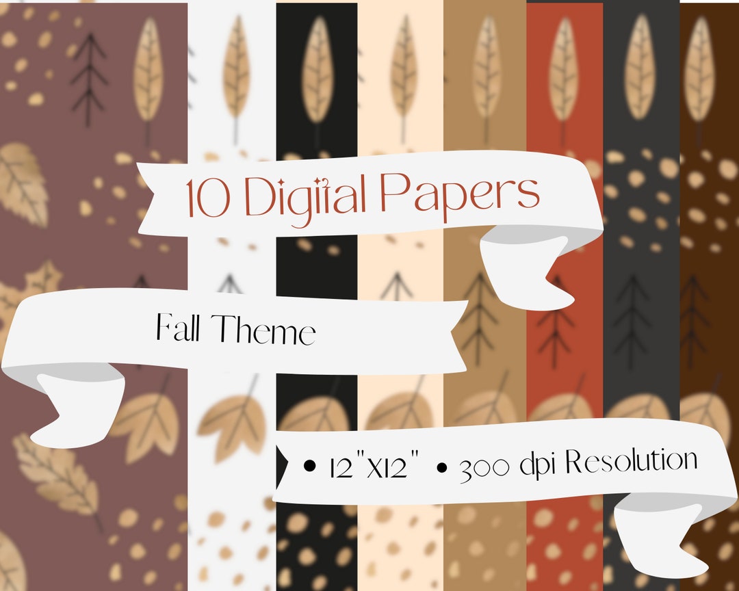 Fall Theme Digital Paper-10 Pack of Pattern Variations, Instant ...
