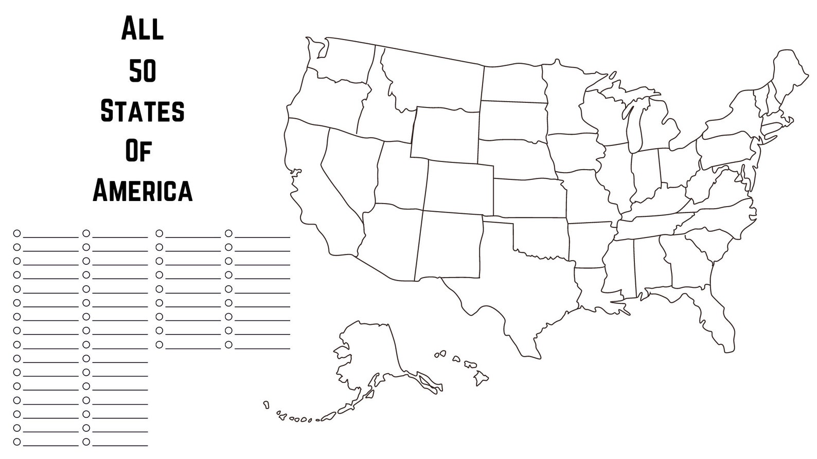 Map of America Printable, Learning Tool, Coloring Template, Summer ...