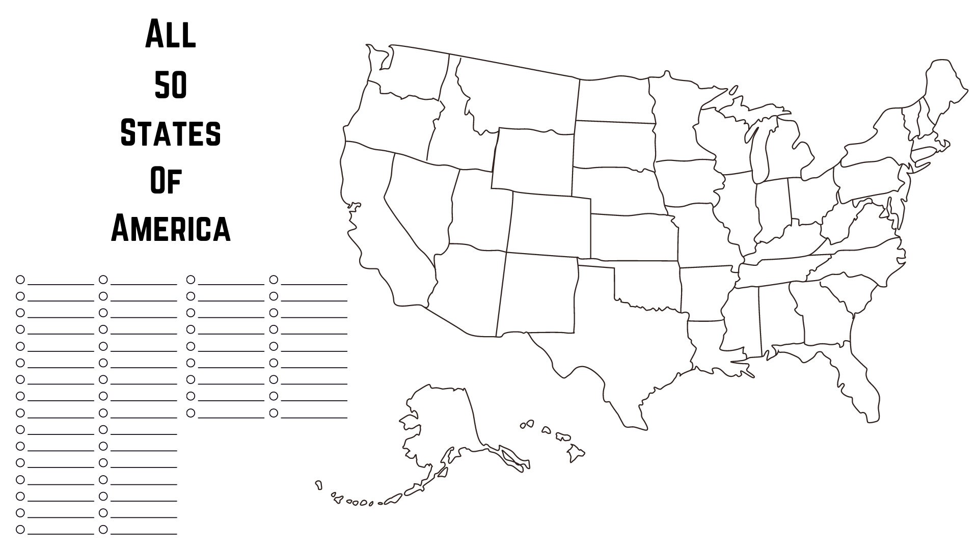 Map of America Printable, Learning Tool, Coloring Template, Summer ...