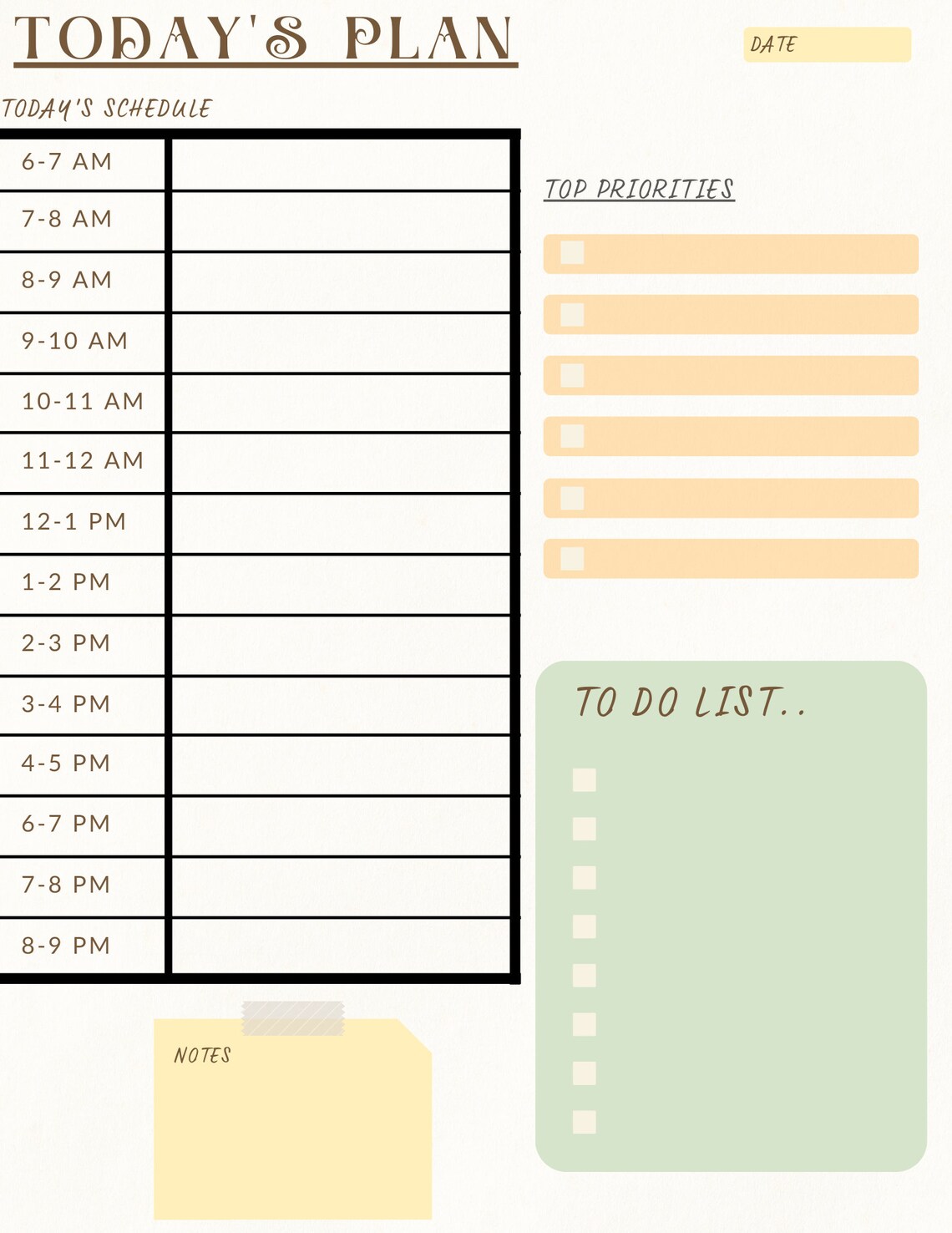 Daily Planner Printable - Checklist - to Do List - Printable PDF ...
