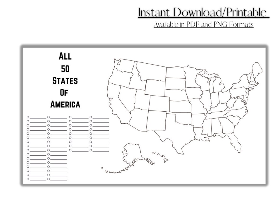 Map of America Printable, Learning Tool, Coloring Template, Summer ...