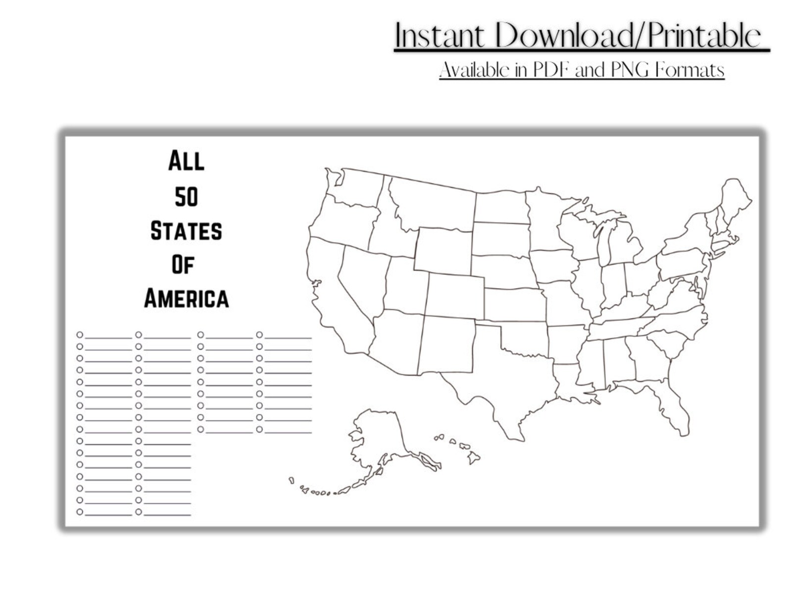 Map of America Printable, Learning Tool, Coloring Template, Summer ...