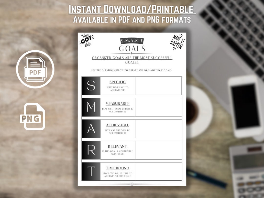 Smart Goals Planner Sheet, Goal Planner, Minimalist, Printable, Pdf ...