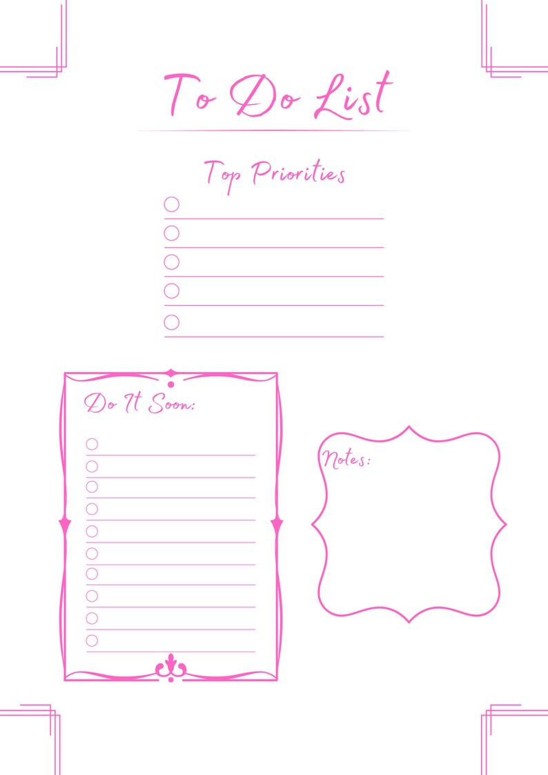 To Do List Printable, Instant Download, to Do List, Minimalist ...